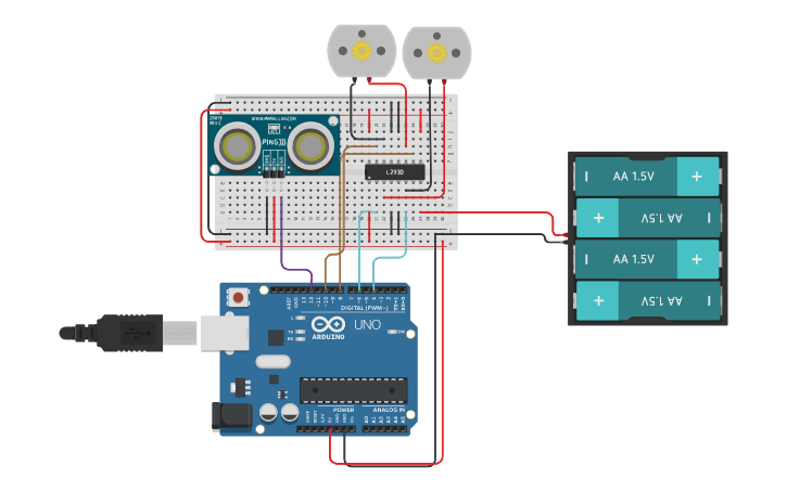 Circuit design Evasor de obstaculos - Tinkercad