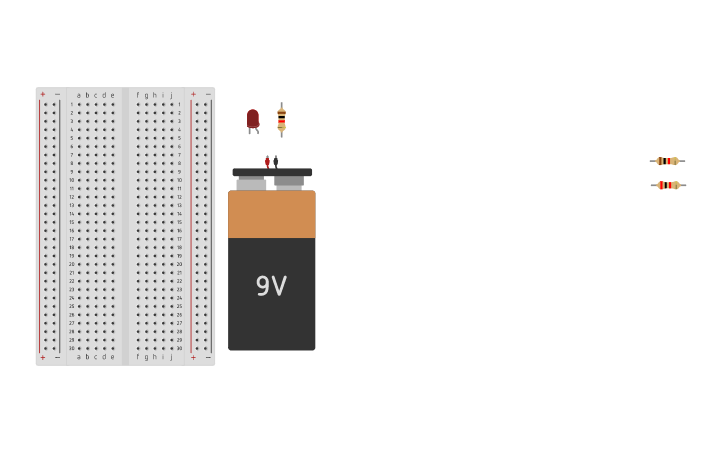 Circuit design Resistors in Series on a Breadboard - Tinkercad