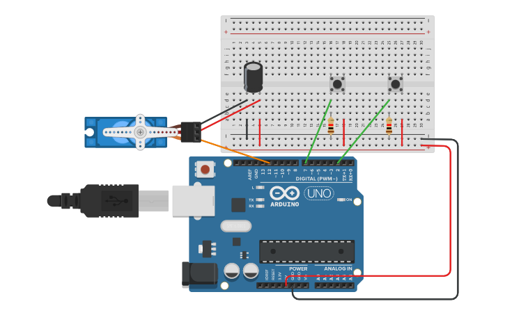 Circuit design Xabier Sorbet Circuito 17: Servo continuo. | Tinkercad