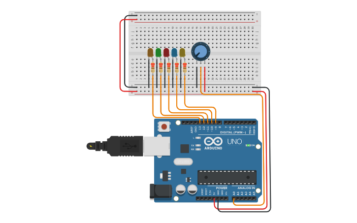 Circuit design analog-to-digital - Tinkercad