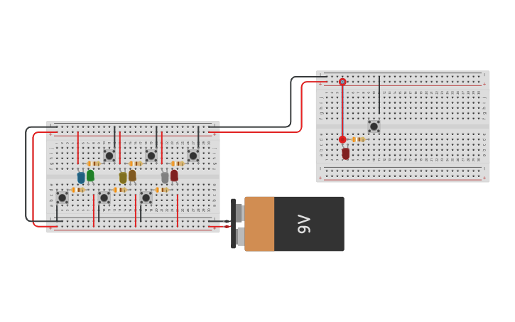 Circuit design Circuito - 7 leds, 7 pulsadores - Tinkercad