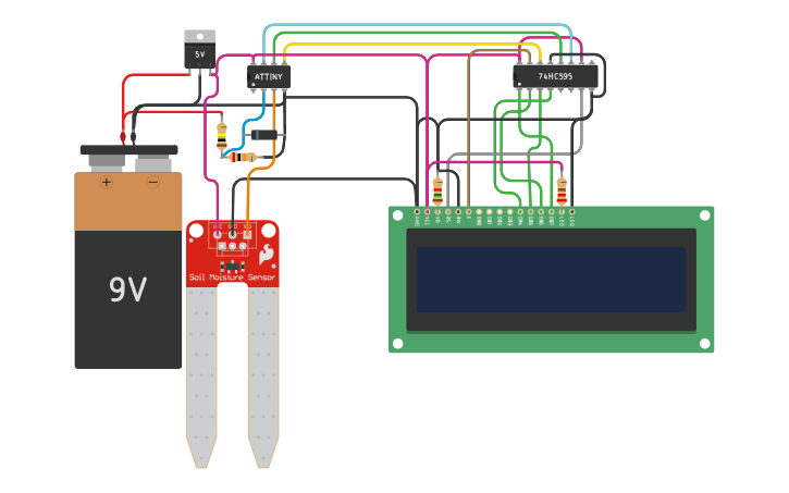 Circuit design Moisture ATTiny85 - Tinkercad