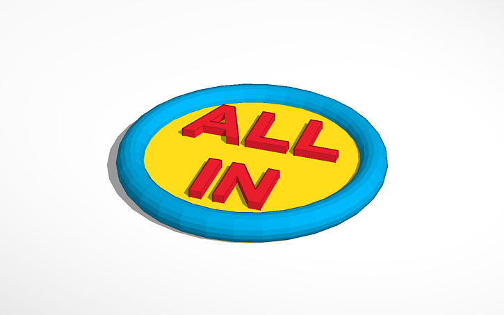 3D design ALL IN poker button round - Tinkercad