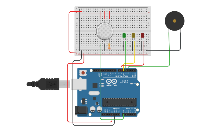 Circuit design GAS Sensor 63706631 - Tinkercad