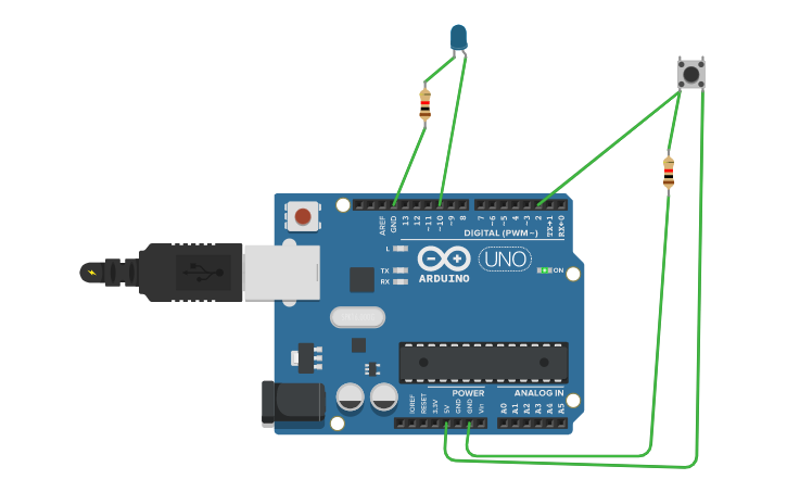 Circuit design Start and stop an action - Tinkercad