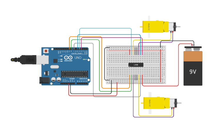 Circuit design L293D DC Motor Arduino_MAHMUD | Tinkercad