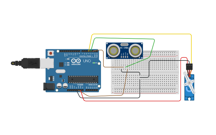 Circuit Design House Gate Open Rotate Servo Motor Using Ultrasonic