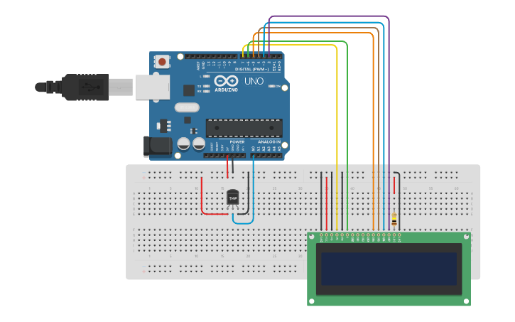 Circuit design TMP LCD - Tinkercad