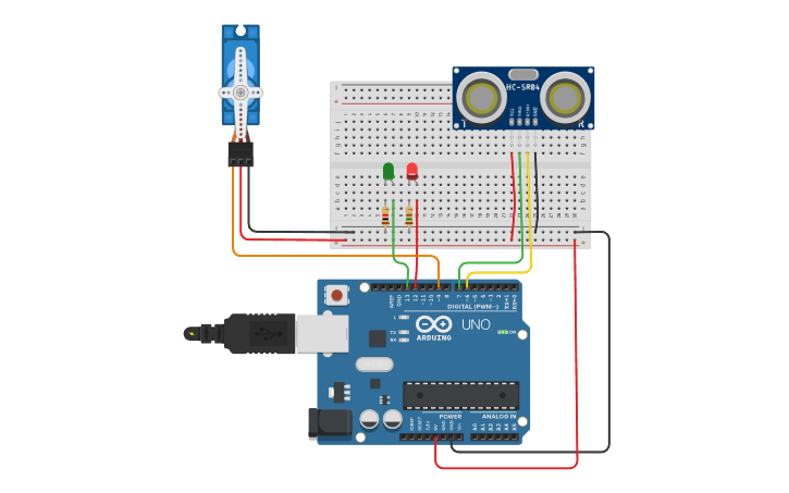 Circuit design Cancela automatizada - Tinkercad