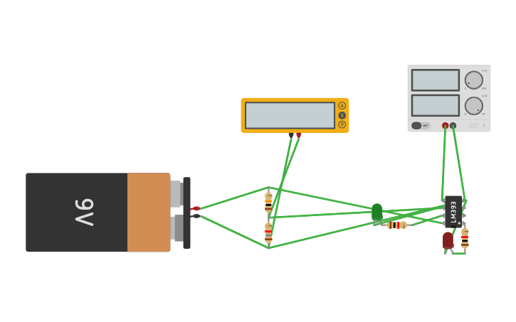Circuit Design Tester Baterie V3 Tinkercad