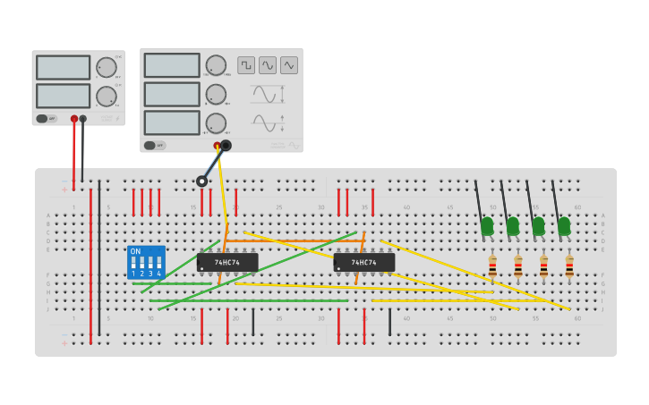 Circuit design Copy of 4-bit Parallel in Parallel out Shift Register - Tinkercad