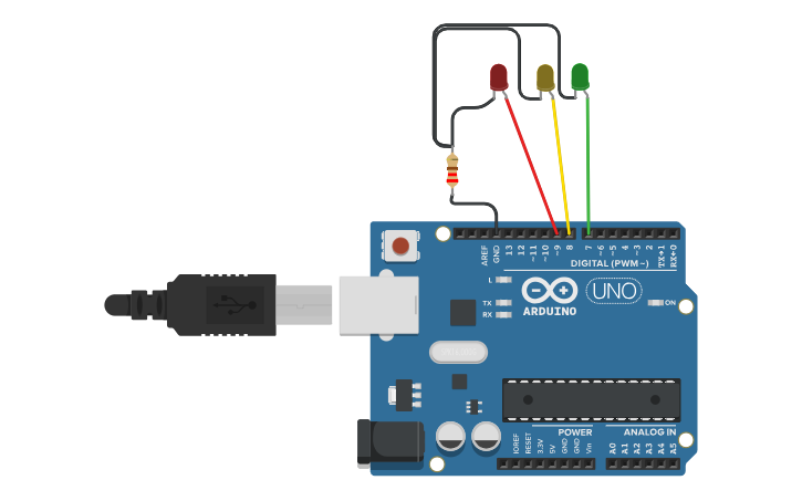 Circuit design Arduino Stoplight - Tinkercad
