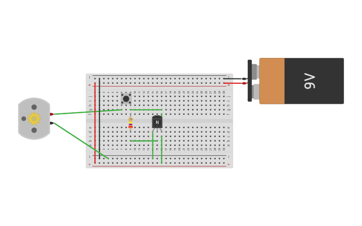 Circuit design Ejercicio 3 Motor accionado con un interruptor | Tinkercad