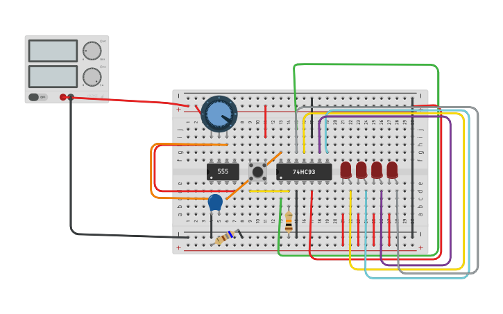 Circuit Design Adelex 555 4 Bit Binary Counter Tinkercad
