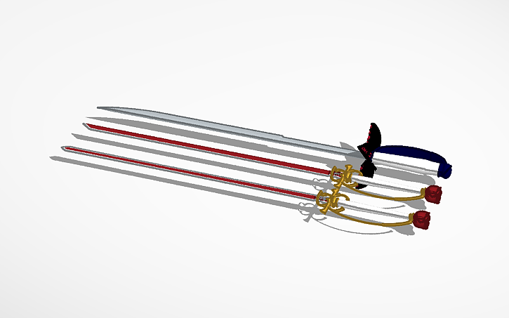 3d Design Copy Of Crimson Rose Butterfly Rapier Cutlass Tinkercad