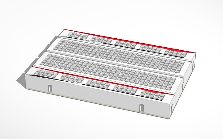 3D design Protoboard 400 pines - Tinkercad