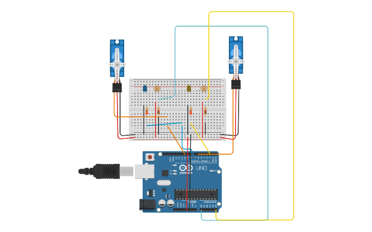 Circuit design practica 12 control de servomotor con fotorresistencia - Tinkercad