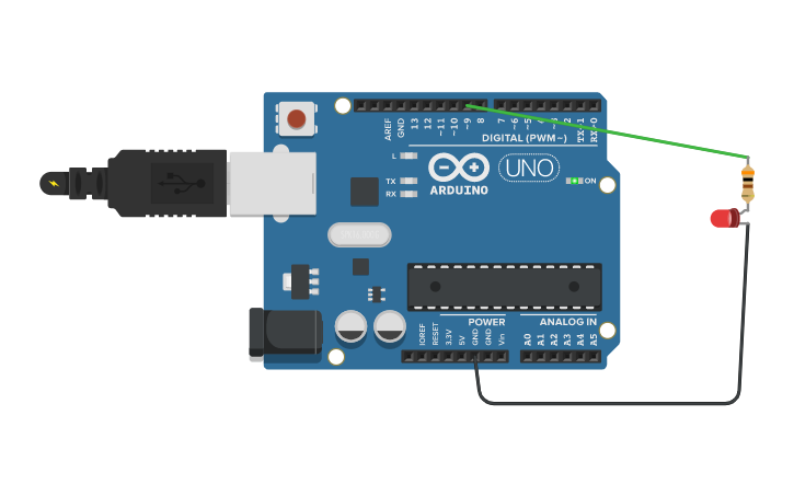 Circuit design breathing LED - Tinkercad