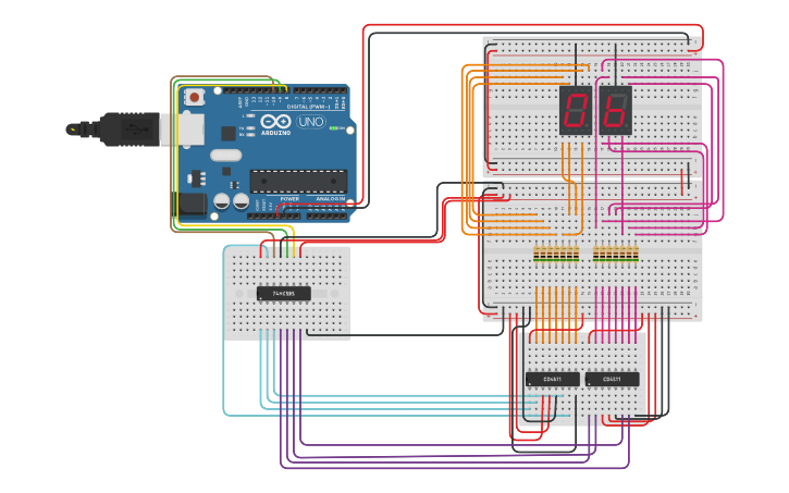 Circuit Design Aufgabe 4 2 7 Segment Anzeigen Tinkercad