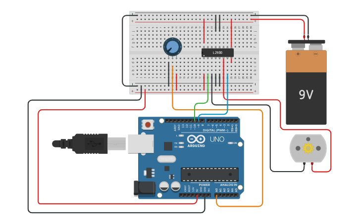Circuit design DC Motor - Tinkercad