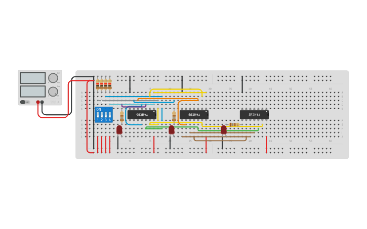 Circuit design Somador completo_2 bits - Tinkercad