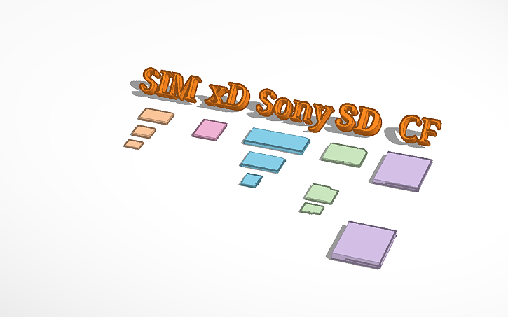 3D design Card size reference - CF SD Sony xD - Tinkercad