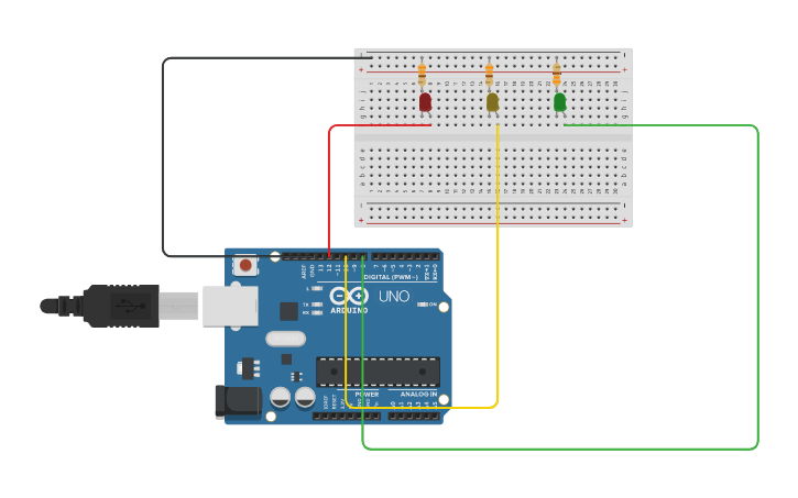 Circuit design práctica BUCLE FOR: aprendiendo a repetir | Tinkercad