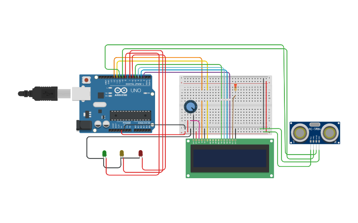 Circuit design 16X2 LCD - Tinkercad