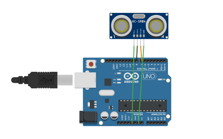 Circuit design P13 - ARDUINO TIN I - Ultrasónico | Tinkercad
