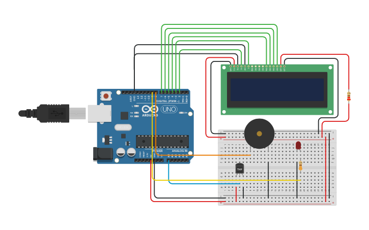 Circuit design Temperature Sensor - Tinkercad
