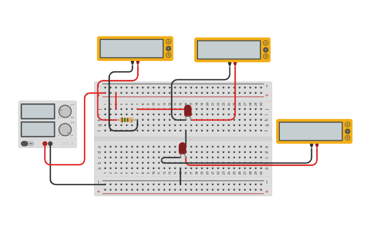 Circuit design LED2 (V) | Tinkercad