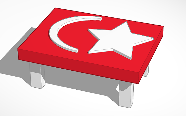 3D design ATAKAN BİÇER TÜRK BAYRAKLI MASA | Tinkercad