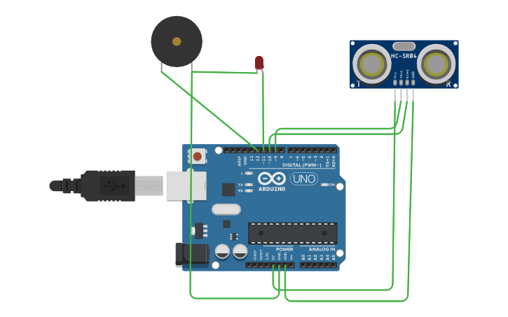 Circuit Design Social Distancing Alarm Tinkercad