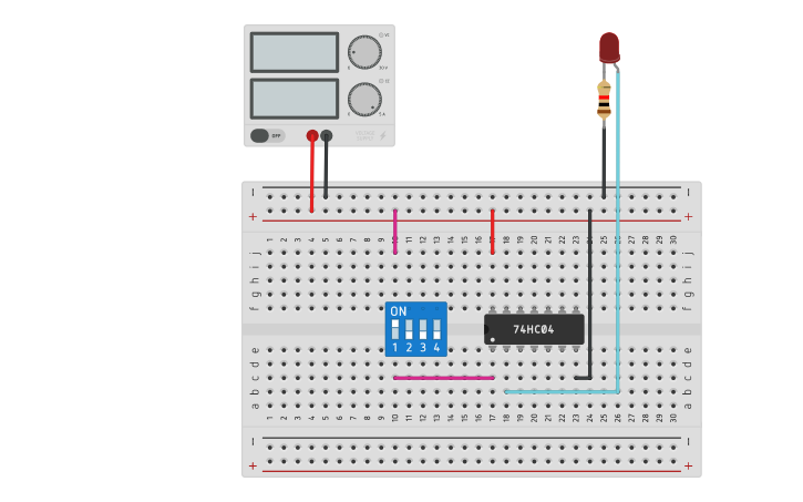 Circuit design Familiarization of NOT gate | Tinkercad