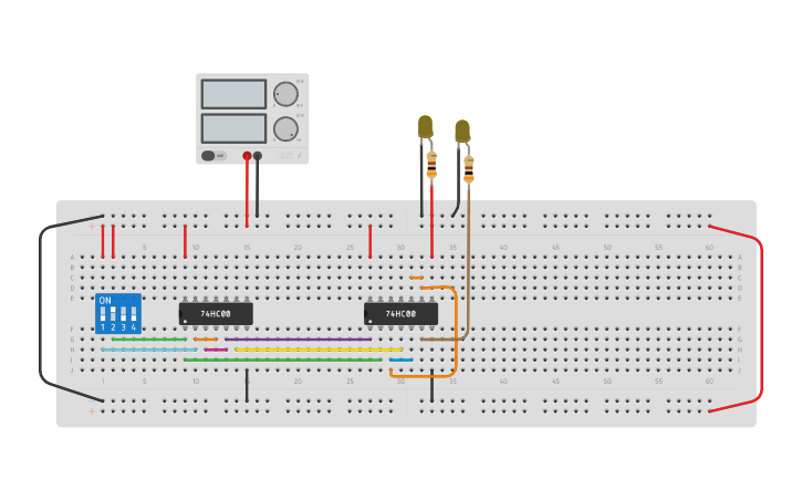 Circuit design Half Subtractor using NAND gates | Tinkercad