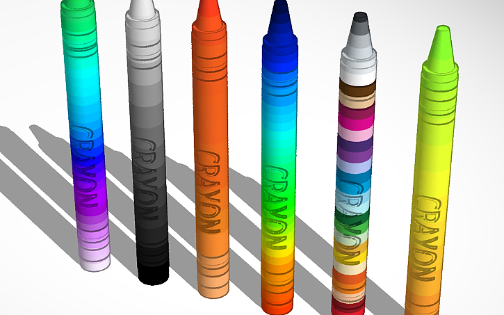 3D design Crayons in Different Gradient Colors. - Tinkercad