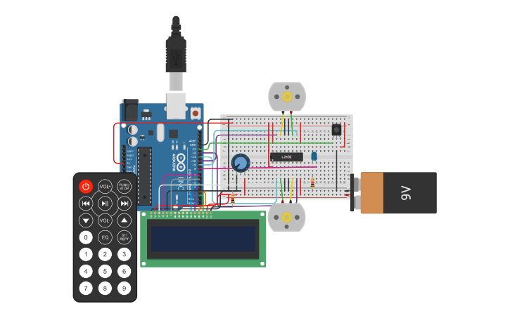 Circuit design HAZIEQ DC Motors with IR Remote - Tinkercad