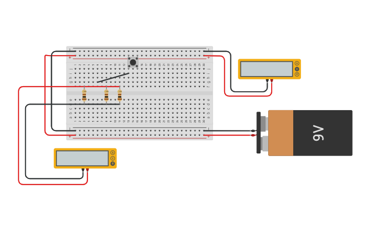 Circuit design PARALLEL RESISTORS - Tinkercad
