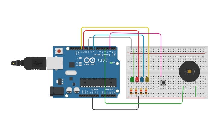 Circuit design Shape of You - Projeto Do Ré Mi - Tinkercad