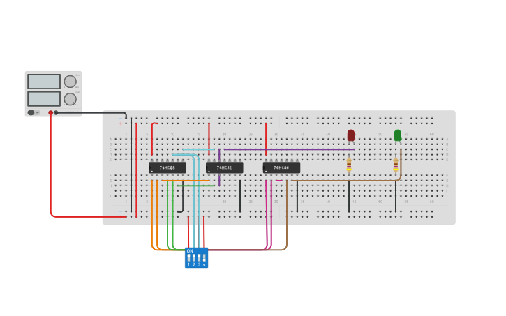 Circuit design 3-Bit Full Adder - Tinkercad