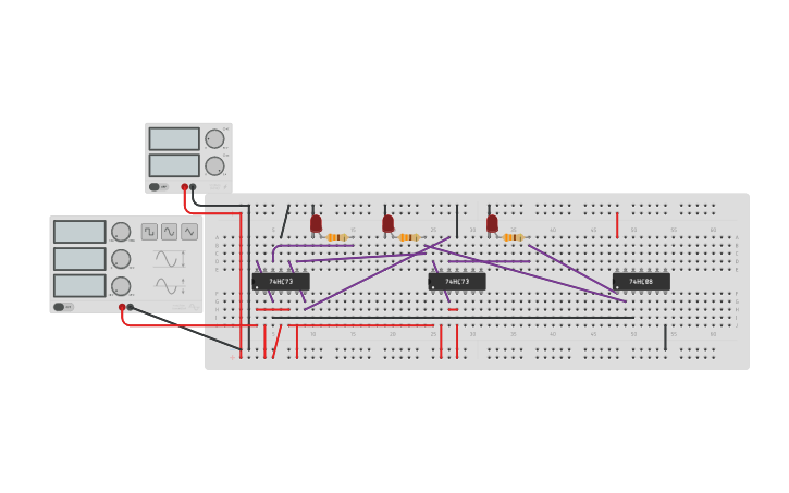 Circuit design MODULO 8 CRESCENTE JK - Tinkercad