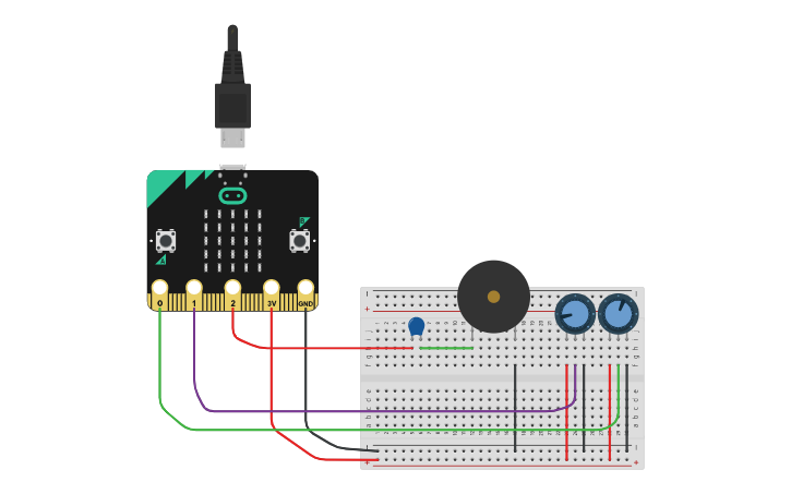 Circuit design PIEZO microbit - Tinkercad