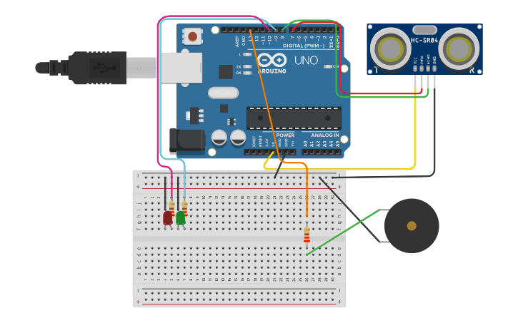 Circuit design Sensor ultras. - Tinkercad