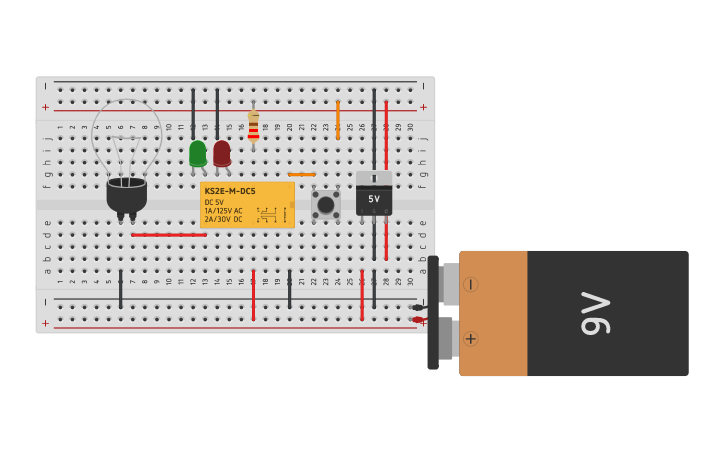 Circuit design Lamp with a relay - Tinkercad