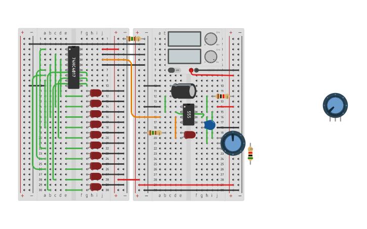 Circuit design Chasing LED - Tinkercad