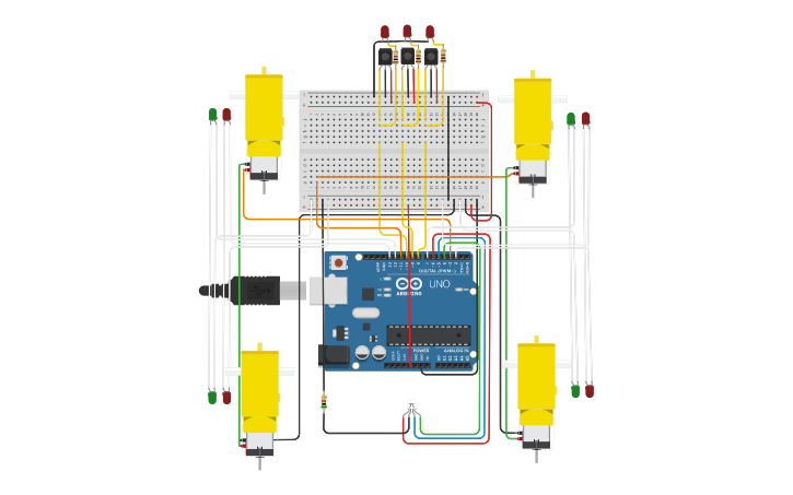 Circuit design Sim 3 project rij-gedeelte | Tinkercad