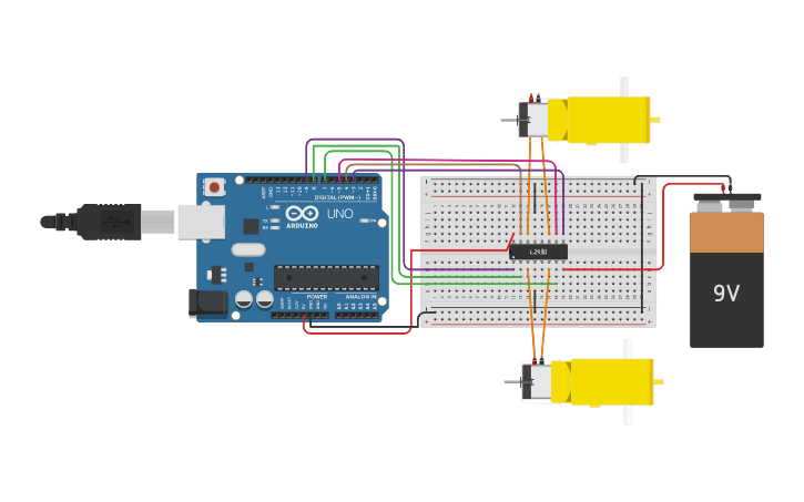 Circuit design L293D - Tinkercad
