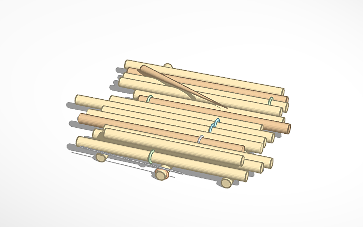 3D design Bamboo raft - Tinkercad
