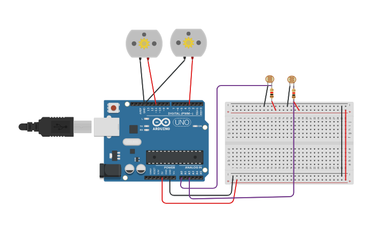 Circuit Design Line Follower Robot Tinkercad
