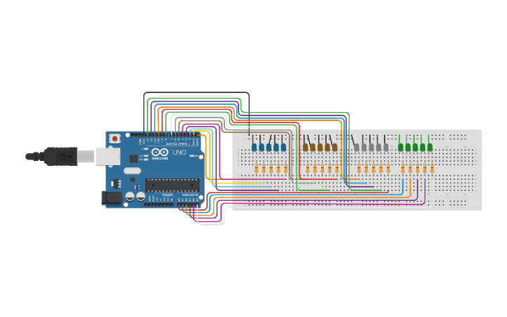 Circuit design CONTADOR DE 5 EN 5 CON ARDUINO | Tinkercad